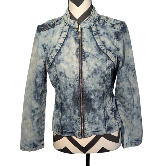 Baccini | Jackets & Coats | Baccini Y2k Acid Wash Denim Moto Jacket ...